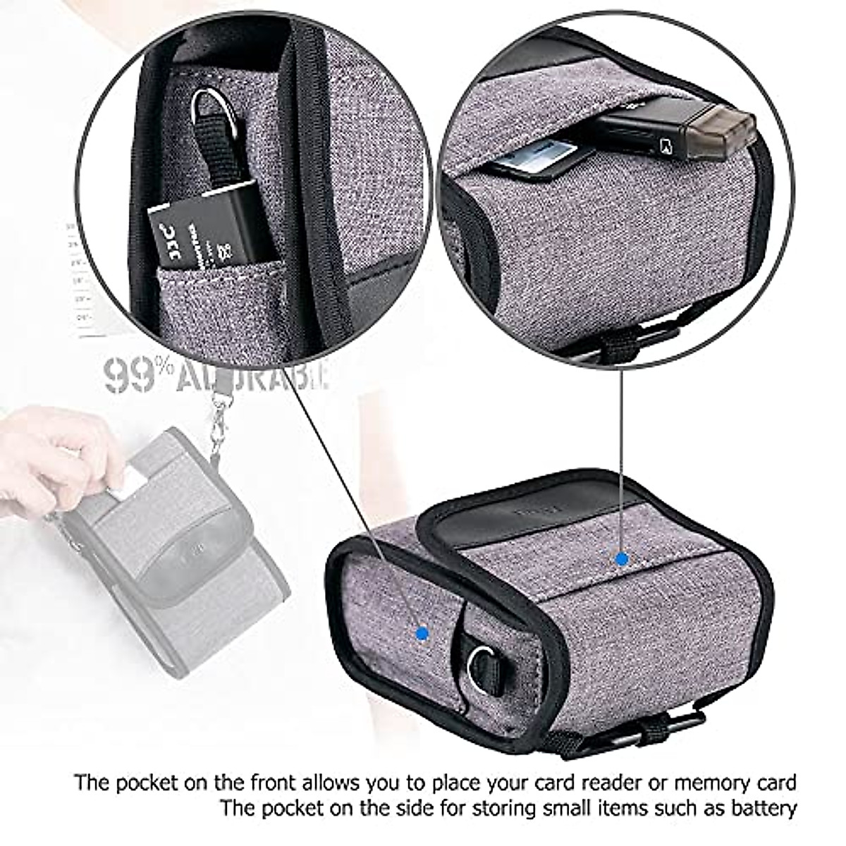 Kiorafoto Compact Camera Pouch Case for Sony ZV-1F ZV-1 ZV1 RX100VII RX100VI RX100VA RX100V RX100IV III II Canon G7X III II G9X II SX740 SX730 SX620 SX610 Olympus TG-6 TG-5 Ricoh GR IIIx GRIII GR3