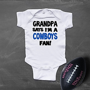 NanyCrafts' Grandpa Says I'm a Cowboys Fan Baby Bodysuit 6 Months Navy