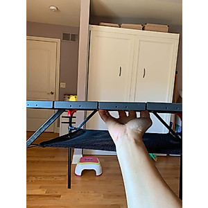 iClimb Extendable Folding Table Large Tabletop Area Ultralight Compact with Hollow Out Tabletop for Camping Backpacking Beach Concert BBQ Party, Three Size (Black - XL + Hanger)