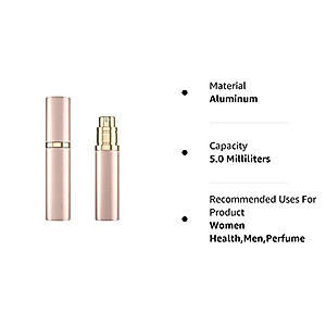 Refillable Perfume Bottle Atomizer for Travel,Portable Easy Refillable Perfume Spray Pump Empty Bottle for men and women with 5ml Mini Pocket Size (Rose Gold)