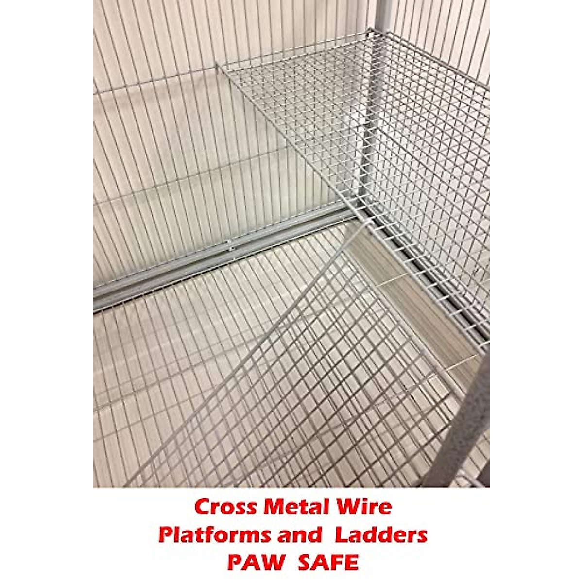 New Large Wrought Iron 4 Levels Ferret Chinchilla Sugar Glider Cage 30-Inch by 18-Inch by 63-Inch with Stand on Wheels