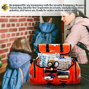MFASCO First Aid Kit - Fully Stocked Portable Reflective Bag - First Responder Emergency Response Kit - for Natural Disaster Preparedness - Customizable Storage - Includes 415 Pcs First Aid Supplies