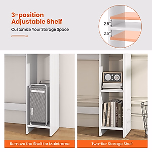 Giantex Small White Desk, Compact Study Writing Desk with 3-Position Adjustable Shelf, Anti-Toppling Kit, Modern PC Laptop Table, Home Office Computer Workstation for Small Space Bedroom Dorm