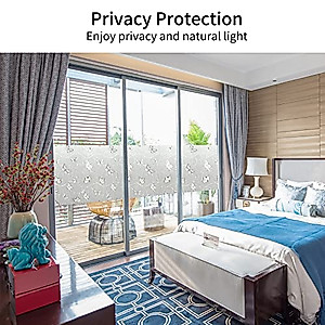 DKTIE Static Cling Decorative Window Film with Installation Tools, Non Adhesive Privacy Film, Window Privacy Film Decorative Butterflies, Window Film Frosted Glass (01, 17.7 x 78.7 Inch)