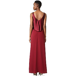 Jill Jill Stuart Women's Deep-V Satin Back Crepe Gown, Oxblood, 10