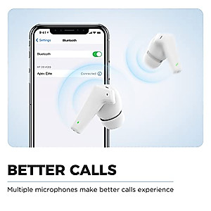 Apex Elite Active Noise Cancelling Earbuds Bluetooth Headphones True Wireless Earbuds with Charging Case Bluetooth Earbuds 5.0 Built in Mic Immersive Sound Deep Bass 25H for Sports/Travel/Work, White