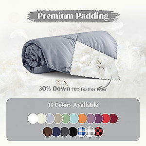 puredown® Soft Feather Down Throw Blanket Lightweight Packable Couch Throw for Indoor and Outdoor Use, 50"X70", Sliver Gray