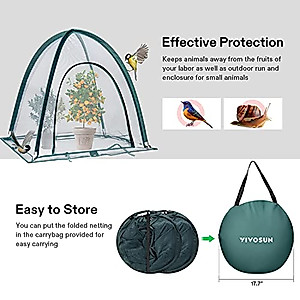 VIVOSUN Garden Netting Cover, 28 x 28 x 32 Inch Pop-up Guard Cover with Zip Entry for Plants, Vegetables, Fruits, Outdoor Run and Enclosure for Small Animals, 2-Pack, Green