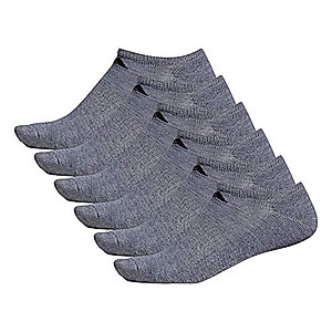 adidas Men's Athletic Cushioned No Show Socks with Arch Compression for a Secure fit (6-Pair), Heather Grey/Black, Large