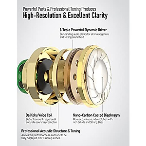 Audiovance Vibes 201 Wired Earbuds in Ear Headphones, Noise Cancelling Bass Driven HiFi Earphones, Tangle-Free Braided Cord, Carry Case, Ear Buds Tips, 3.5mm Jack, Secure Fit (Clear Brown, No Mic)