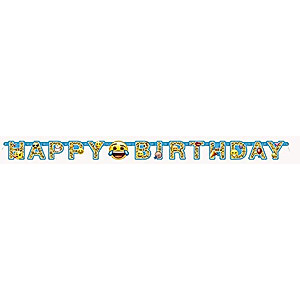 Birthday Jointed Banner - 6', Emoji, 1 Pc