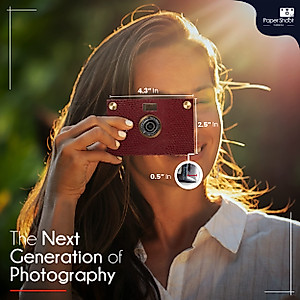 Paper Shoot Camera - 18MP Compact Digital Papershoot Camera Gift for Kid with Four Filters, 10 Sec Video & Timelapse - Includes: 32GB SD Card, 2 Effect Lens & Camera Case - Leather Red