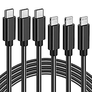 C to Lightning Cable 3Pack 3FT, USB C iPhone Fast Charging Cable [Apple MFi Certified], Type C to iPhone Charger Cable Cord for iPhone 14 13 12 Mini Pro Max 11 X XS XR 8 Plus iPad AirPods Pro, Black