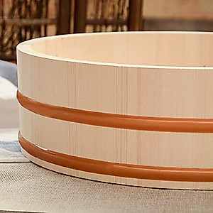 Gaozhengde 10.6 Inch Wooden Sushi Rice Bowl Hangiri Sushi Oke Rice Mixing Tub