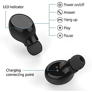 XBAKE Single Bluetooth Earbud, Mini Invisible Wireless Headset, Smallest in-Ear Headphone, Sports Earpiece with Mic, 8 Hrs Playtime, for Car Vehicle Business, Waterproof Earphone for Android iPhone