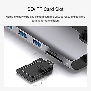 SLSFJLKJ USB C HUB TypeC to USB 3.0 HUB HDMI-compatibe VGA Adapter 3 Dock 3.5mm Audio RJ45 Adapter