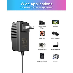 ZOSI DC 12V 1A 1000mA US CCTV Power Supply Adapter 3m Long Power Cords for Home Security Camera Surveillance System