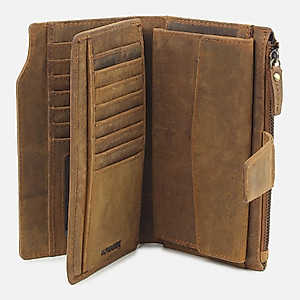 ALPHAHIDE Large Capacity Soft Genuine Leather Clutch for Women - RFID Blocking Ladies Wallet - Ladies Purse with Mobile Pouch - Multi Card Organizer with Coin Pocket - Gift Boxed