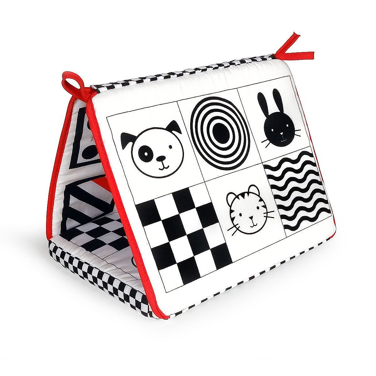 Genius Baby Toys Tummy Time Mirror for Babies 0-6 Months - Double-Sided with High Contrast Images - Baby Floor Mirror Can Be Used in Crib - No Hard Edges - Black White and Red