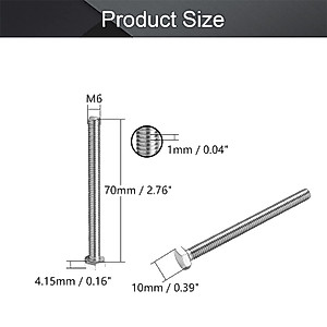 MroMax 15Pcs M6 x 70mm Hex Head Screws Bolts, 304 Stainless Steel 18-8, Fully Threaded, External Hex Drive, for Mounting Chair, Handles, Rail, Pump, Wheels, Antenna Parts, Boat and Plastic Bumpers
