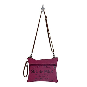 Myra Bag Fuchsia Small & Crossbody Bag Upcycled Cotton & Leather S-2881