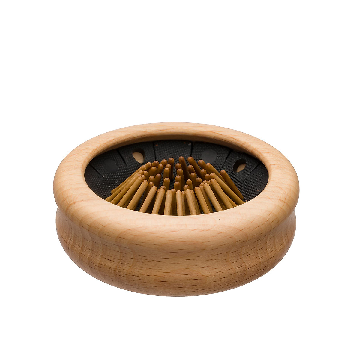 Redecker Pop-up Hairbrush, Oiled Beechwood with Straight Hornbeam Pins, Compact Brush for Purse, Pocket, and Travel, 2-3/4 Inches