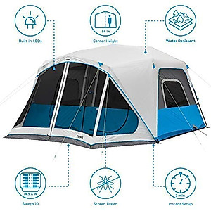 Core 10 Person Lighted Instant Cabin Tent & Footprint