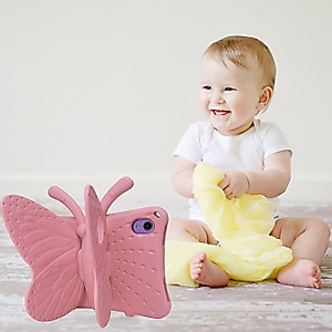Tading Case for iPad Mini 7 A17 Pro Mini 6 8.3 Inch iPad Mini Case for Kids, Cute Butterfly Shockproof EVA Foam Stand Cover for iPad Mini (6th 7th Generation) 8.3" Tablet for Girls - Pink