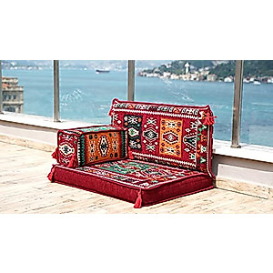 Authentic Arabic Majlis, Daybed Sofa, Arabic Floor Couch, Reading Loveseats, 8" Thickness Floor Seating Set, Moroccan Cushion