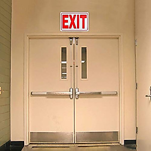 Enjoyist 2-Pack Exit Sign, 10"x 7" .04" Aluminum Reflective Sign Rust Free Aluminum-UV Protected and Weatherproof