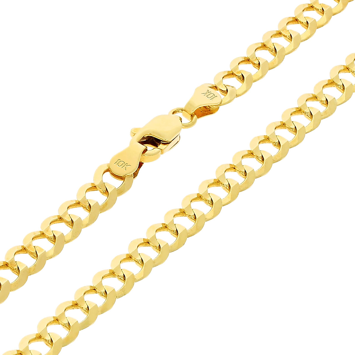 Nuragold 10k Yellow Gold 5mm Solid Cuban Curb Link Chain Bracelet, Mens Womens Jewelry 7" 7.5" 8" 8.5" 9"