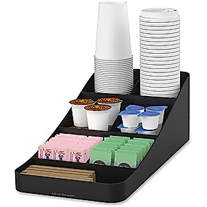 Mind Reader Anchor Collection 7-Compartment Coffee Cup and Condiment Countertop Organizer, Single, Black