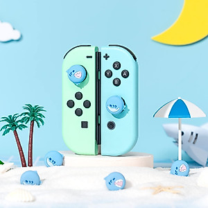 GeekShare Cute Silicone Joycon Thumb Grip Caps, Joystick Cover Compatible with Nintendo Switch/OLED/Switch Lite,4PCS - Little Shark
