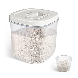 TBMax Airtight Food Storage Container -10 Lbs / 5.3QT Rice Container with Easy Seal Lid & Measuring Cup for Flour, Cereal, Dry Food Storage and Kitchen Pantry Organization