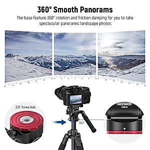 NEEWER Video Tripod Head Upgraded with Vertical/Horizontal Switch, Compact Metal Pan Tilt Fluid Head with Arca Type QR Plate & Telescopic Handle, 1/4” Screw for Camcorder/DSLR, Max Load 3kg, GM26