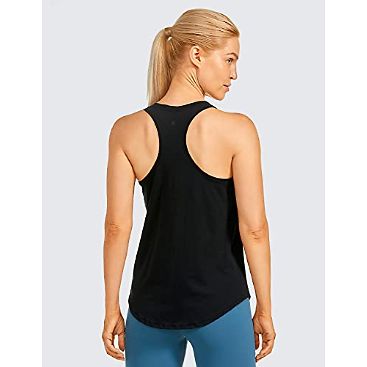 CRZ YOGA Women's Racerback Workout Tank Tops Loose Fit - Soft Pima Cotton Athletic Yoga Shirts Lightweight Black Small
