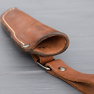 BPS Knives - Left Hand Belt Knife Sheath - Brown Leather Sheath for Mora Garberg - Left-Hand Sheath with Belt Loop for Vertical Carry of Fixed Blade Knife - Free Suspension Leather
