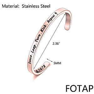 FOTAP Dancer Gift 5678 Dance Bracelet Dance Leap Kick Repeat Cuff Gift for Ballet Dancer, Dance Teacher (RG-Dance 5678)