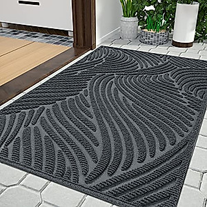 Yimobra Front Door Mat Outdoor Entrance, Heavy Duty 29.5 x 17 Inch Waterproof Patio Guard Doormat, Non-Slip Stain and Fade Resistant Shoe Scraper for Indoor, Entryway, Dark Grey