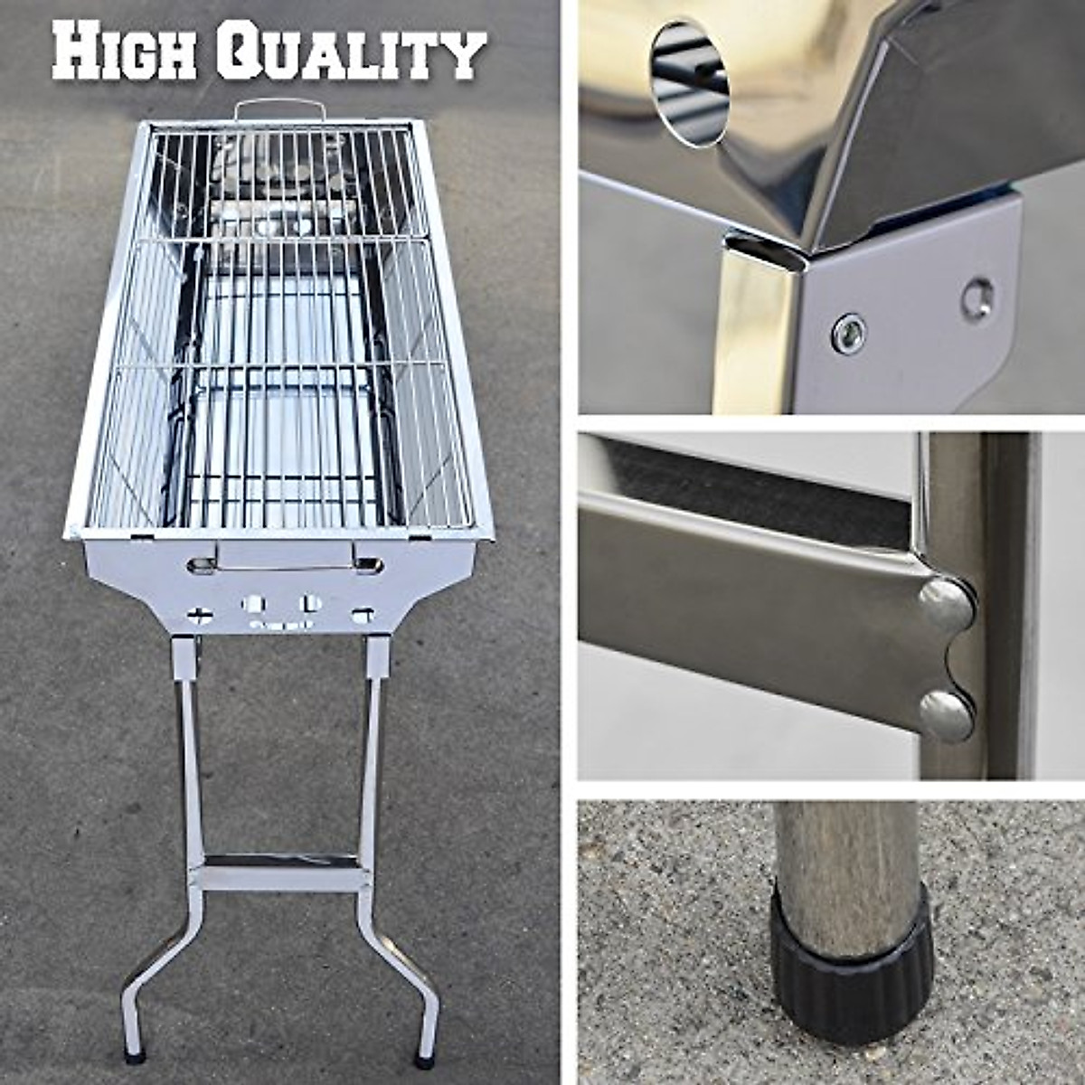 BenefitUSA Foldable Large Stainless Steel Barbecue Charcoal BBQ Grill Kabob Shashlik Cooking Stove