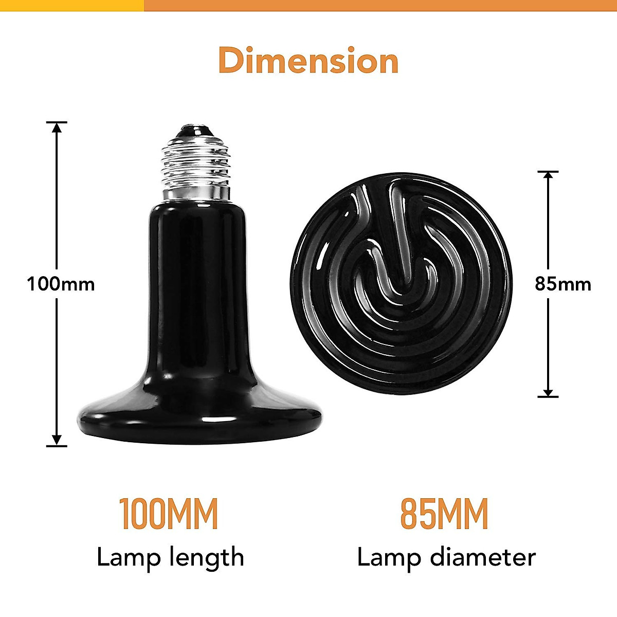 Simple Deluxe 100W Ceramic Reptile Heat Lamp Bulb & 150W Clamp Light with 8.5" Aluminum Reflector Combo for Amphibian Pets, Silver 2023 Version