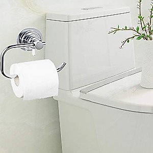 JiePai Suction Cup Paper Holder,Powerful Vacuum Suction Cup Toilet Paper Roll Holder,Wall Mount Towel/Tissue Rack for Bathroom & Kitchen-Drill Free,Chrome