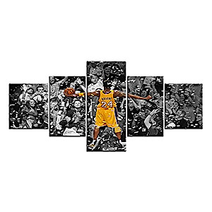 GoForArt Kobe Bryant Wall Art Poster Paintings 5 Piece Canvas Art Picture Prints Artwork Living Room Wall Decor Modern Home Decoration Wooden Framed Ready to Hang [50''W x 24''H]