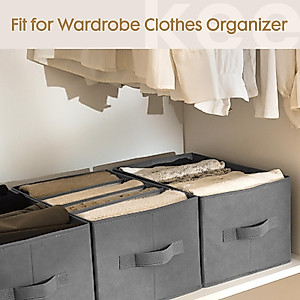 6 Pack Large Clothes Organizer, Wardrobe Closet Organizer and Storage with Handles, Foldable Fabric Closet Organizers Dividers for Clothing, Pants, Jeans, Sweater, T-shirts, Grey