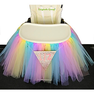 Originals Group Six Months Half Year Old 1st Birthday Rainbow Tutu Skirt for High Chair Decoration for Party Supplies