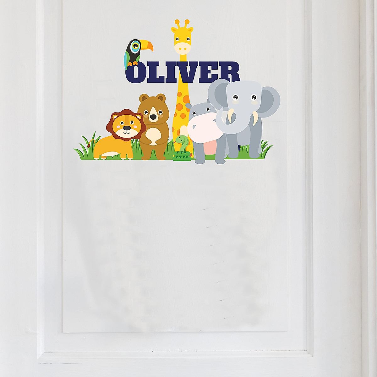 waldo Custom Name Jungle Animals - Baby Boy Girl Wall Decal - Animals Wall Decor - WD30. Zoo Theme Wall Decal Removable Nursery Wall Decal for Kids Room - Animals Name Sticker