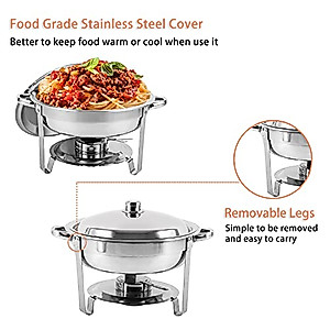 Naviocean Chafing Dish Buffet Set Chafers and Buffet Food Warmers for Parties 5 QT Round Chafing Servers Dish Stainless Steel Food Catering Chafers for Catering Event Buffet Banquet (1 Pack)
