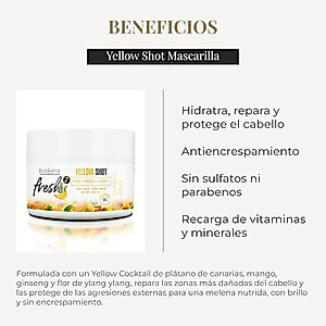 Salerm - Deep Repair Hair Mask - Biokera Fresh Yellow Shot Mask - 250 ml - Hydrates, Repairs, and Protects Hair - Anti-Frizz - Sulfate-Free and Paraben-Free