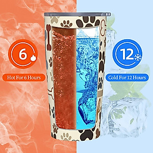 Dog Paw Prints Bones 20oz Tumbler Stainless Steel Vacuum Insulated Double Wall Travel Tumbler, Durable Insulated Coffee Mug, Thermal Cup With Lid and Straw for Hot & Cold Drinks
