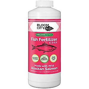 Organic Wild Fish Fertilizer and Plant Supplement, Great for Roots and Soil, Made from Sustainable Salmon, by Bloom City, Quart (32 oz)